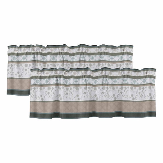 Brown Geometric Valances for Windows, Decorative Rod Pocket Window ...