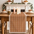 Brown Gingham Dining Table Runner, Modern Minimalist White Line Grid ...