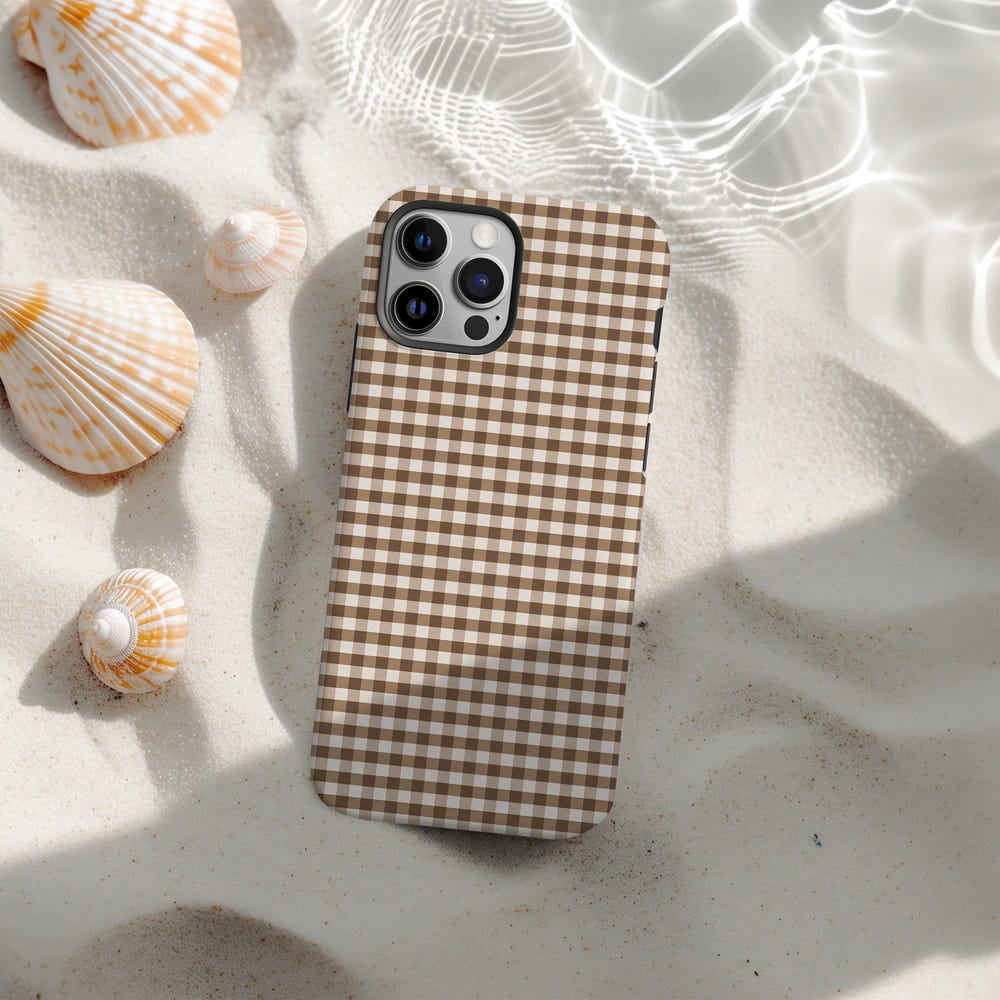 Brown Gingham Retro Checkered Vintage Plaid Phone Case with iPhone 17 ...