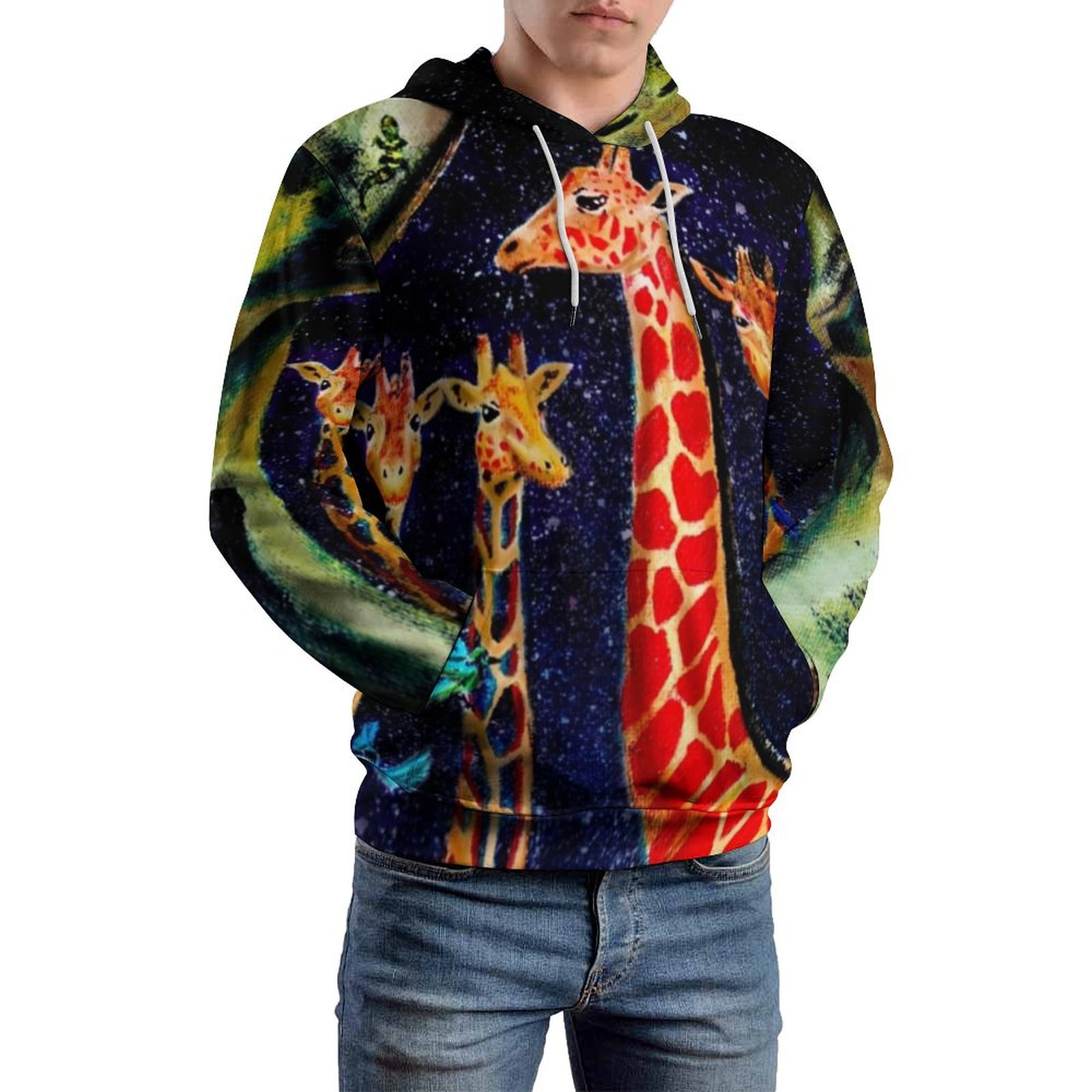 Brown Giraffe Casual Hoodies Men Animal Print Kawaii Graphic ...