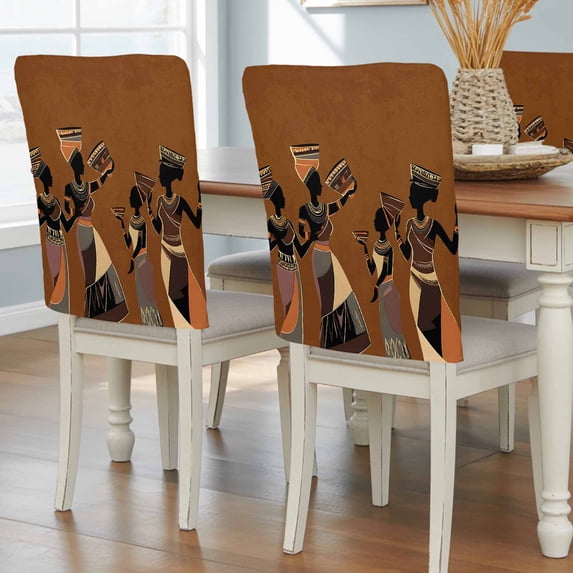 Brown Girls Boho Chair Back Covers, Vintage Ethnic Abstract Art ...
