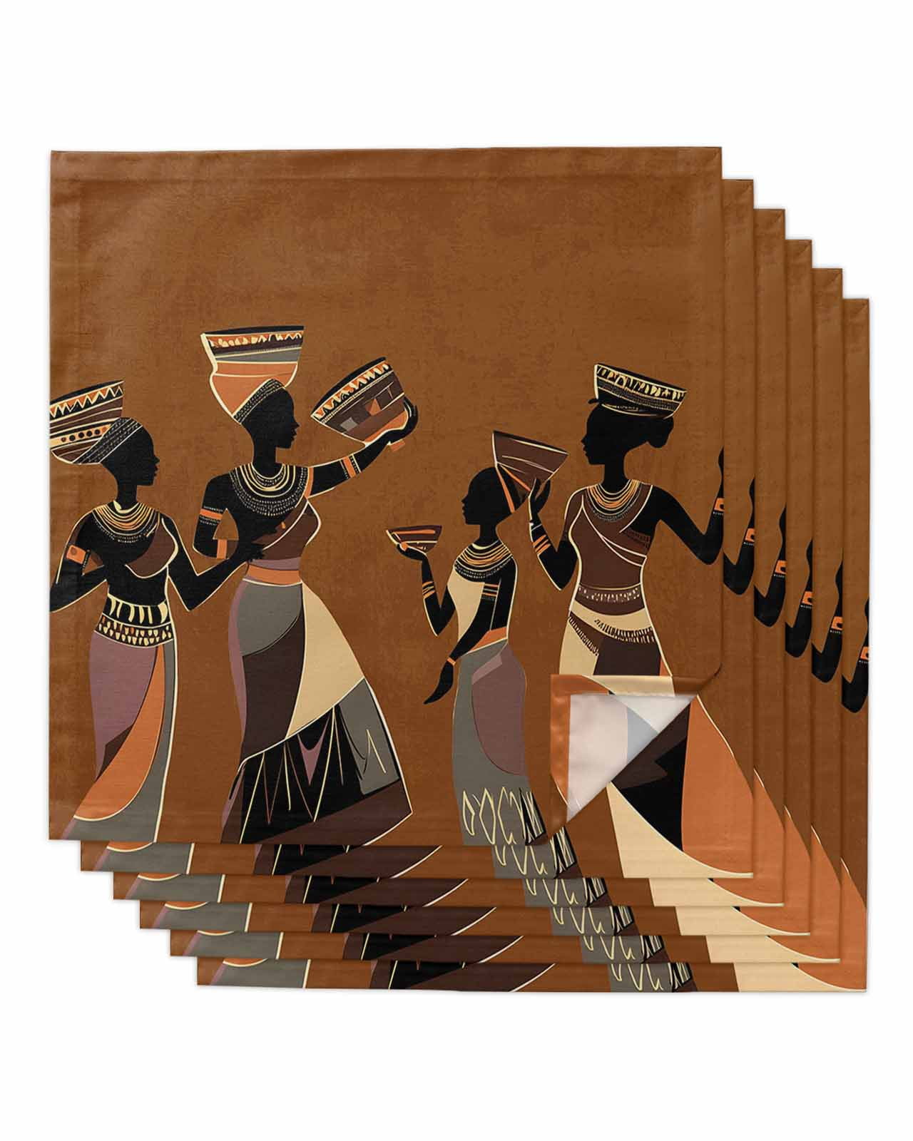 Brown Girls Boho Cloth Napkins Set of 6 Reusable Dinner Napkins ...