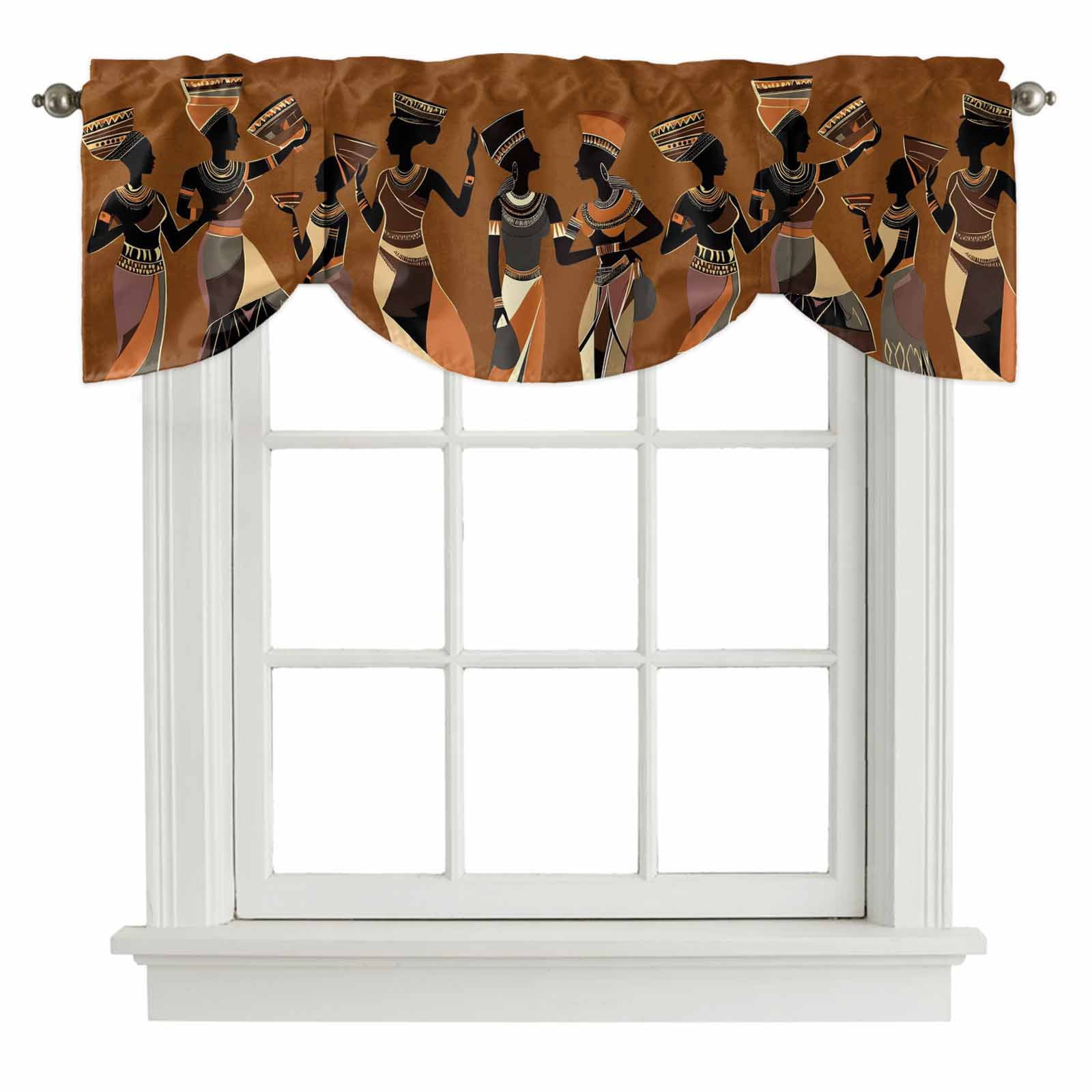 Brown Girls Boho Tie Up Valance Curtains for Windows, Kitchen Curtains ...