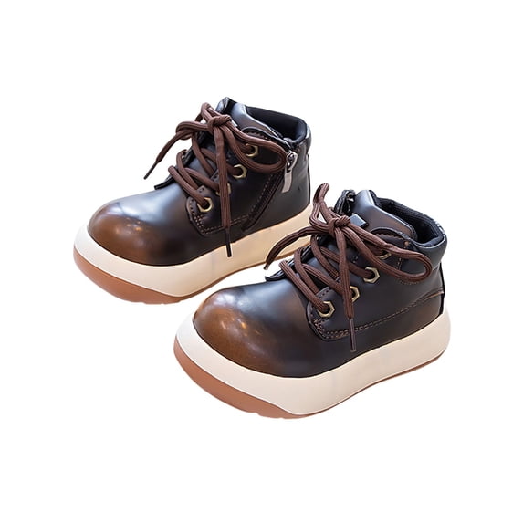 Brown Girls Chunky Boots With Fall Lining And Artificial Leather Upper ...