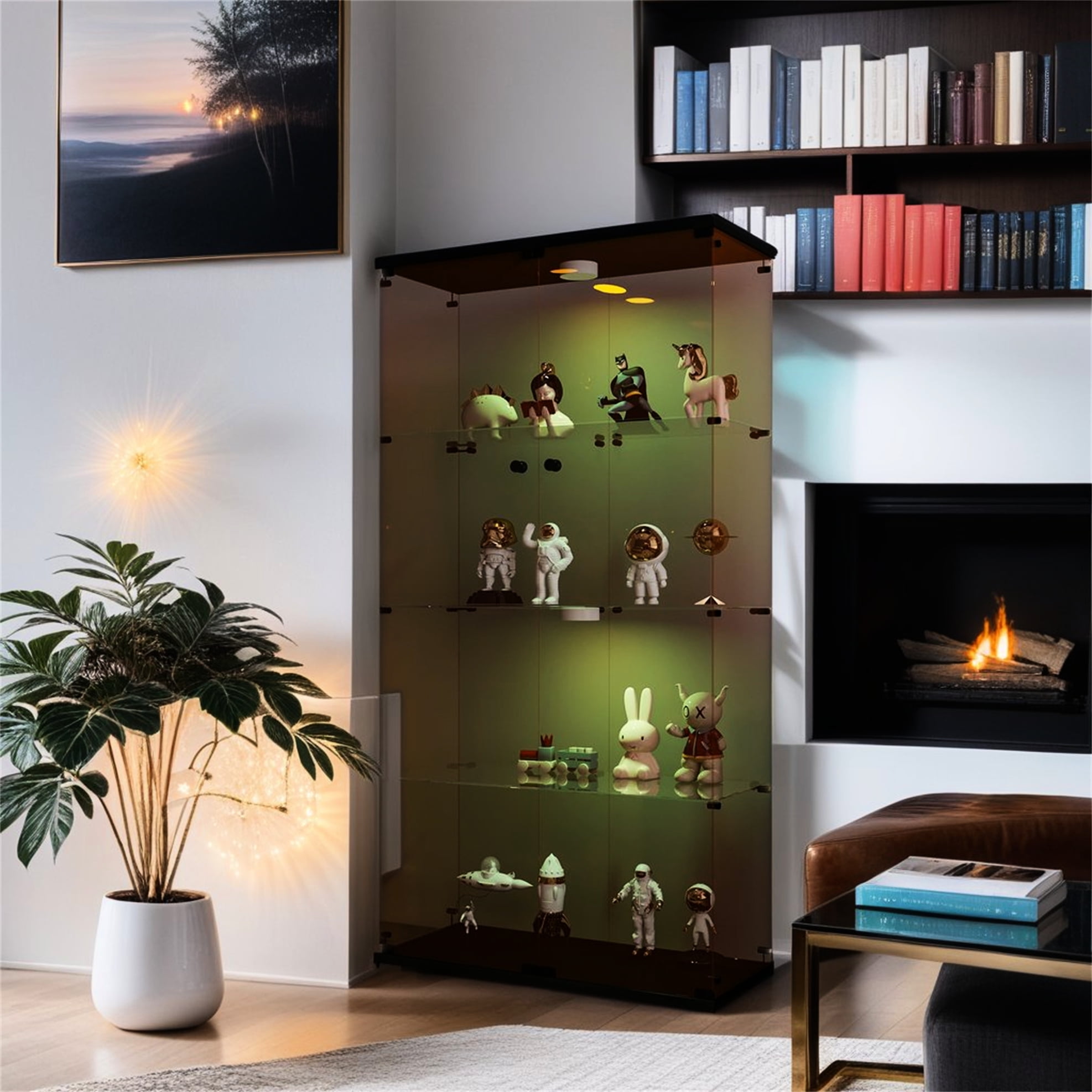 Brown Glass Display Case With Lights, 4 Shelves, 63.82”h X 31.74”l 14. ...