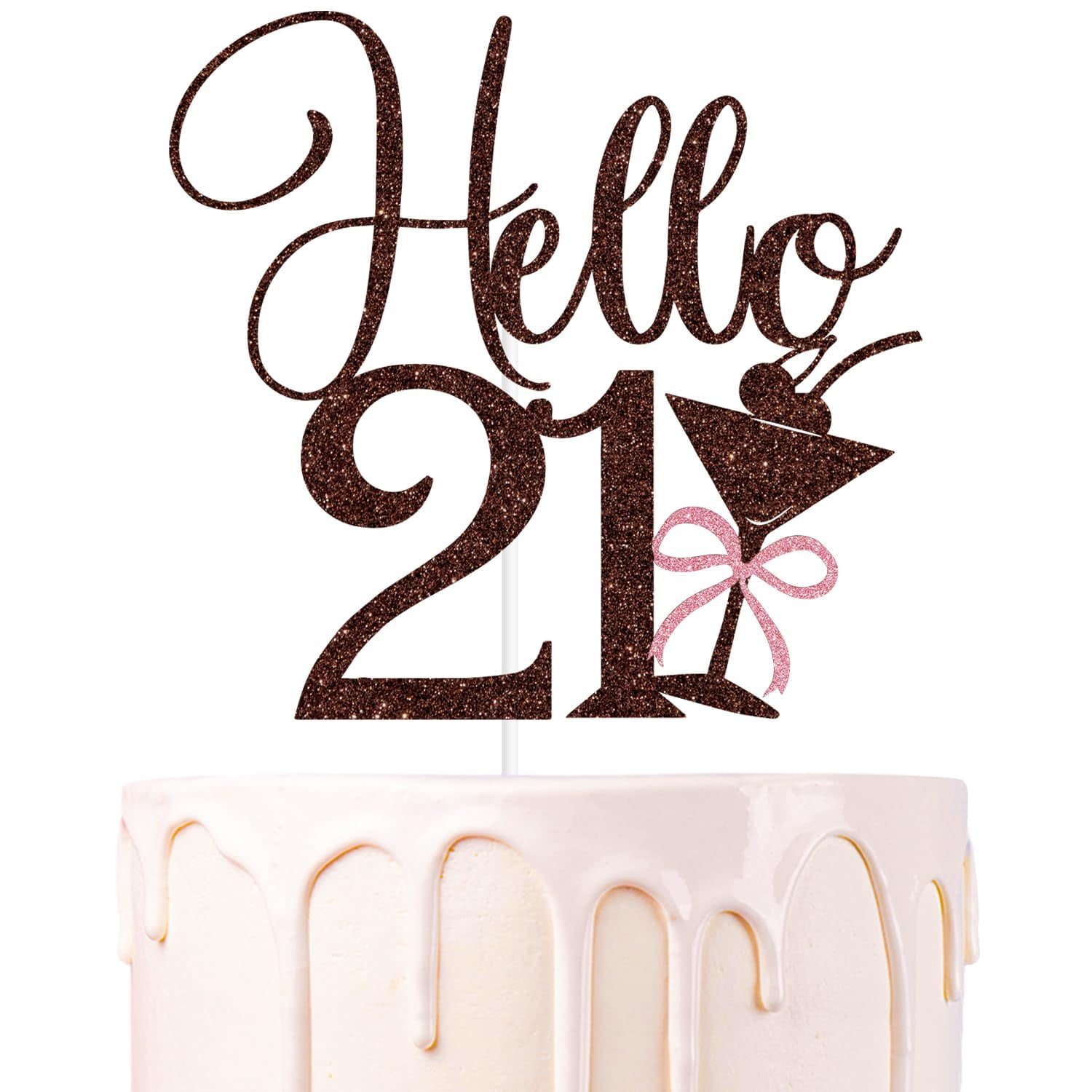 Brown Glitter HelloTRDN 21 Cake Topper, Tini Happy 21st Birthday/A Tini ...