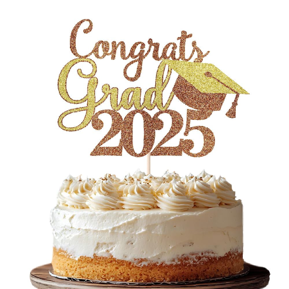 Brown Gold Congrats AJH3 Grad 2025 Cake Topper,So Proud You ...
