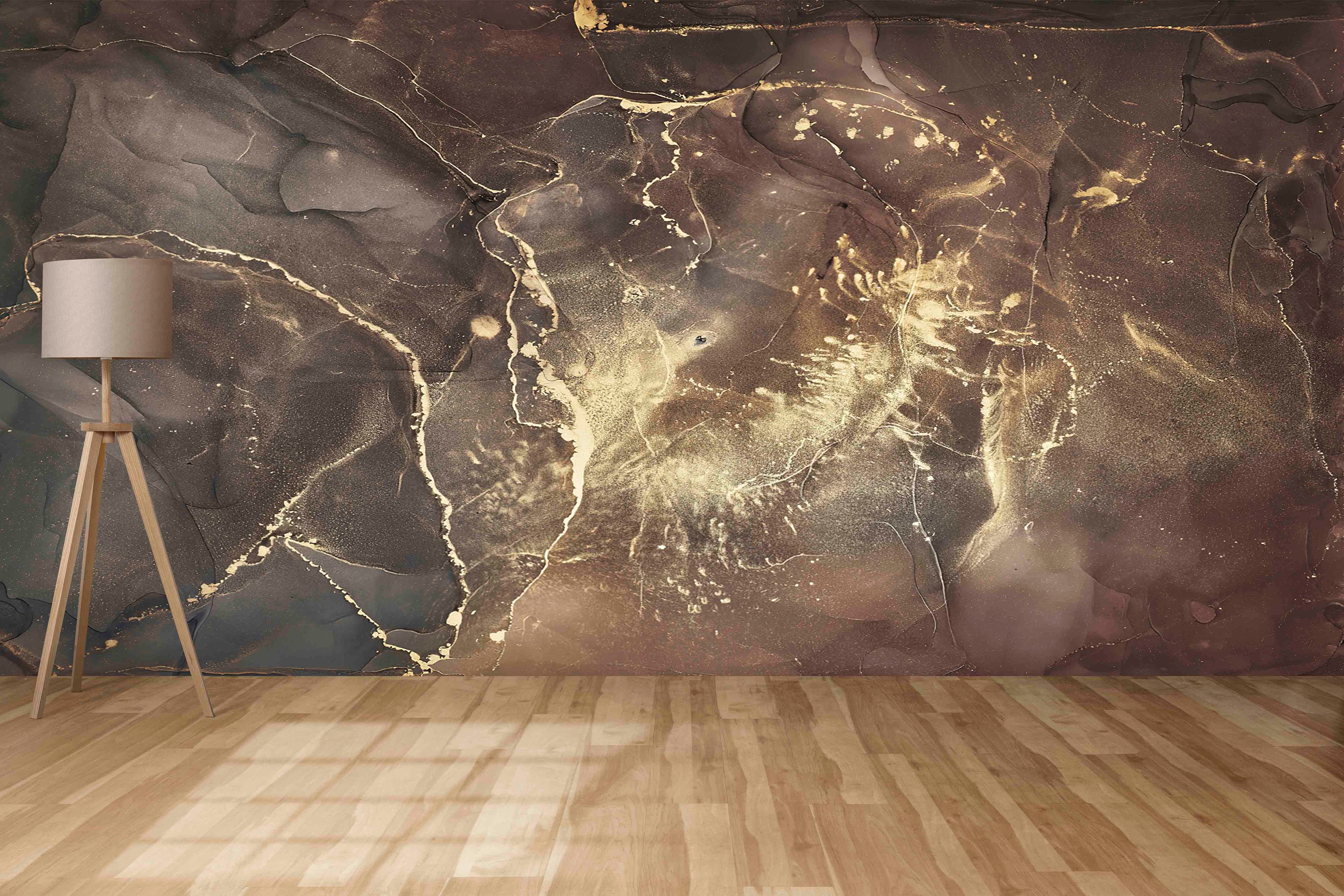 Brown Gold Marble, Custom Wallpaper, Wallpaper Wall Art, Alcohol Ink ...