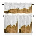 Brown Gold Marble Window Curtains Valance Set of 3 Abstract Wave Modern ...