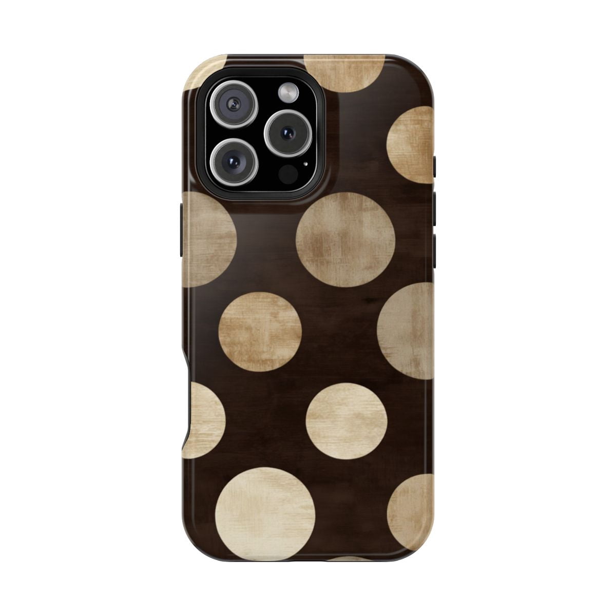 Brown & Gold Polka Dot Luxury Neutral Tough Case for iPhone 17 16 15 14 ...