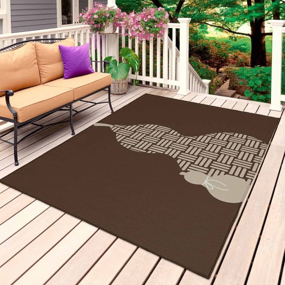 Brown Gourd Outdoor Rug for Patio/Deck/Porch, Non-Slip Large Area Rug 3 ...