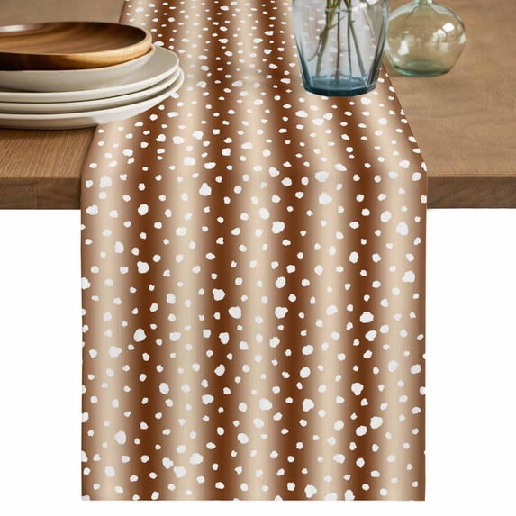 Brown Gradient Cotton Linen Table Runner for Dining Kitchen, White ...