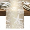 Brown Gradient Cotton Linen Table Runner Nautical Starfish Coral Shell ...