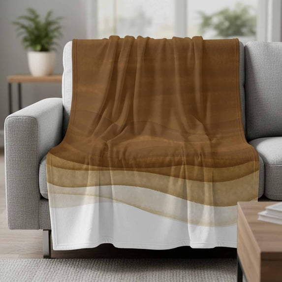 Brown Gradient Fleece Throw Blanket Watercolor Abstract Brown Gradient ...