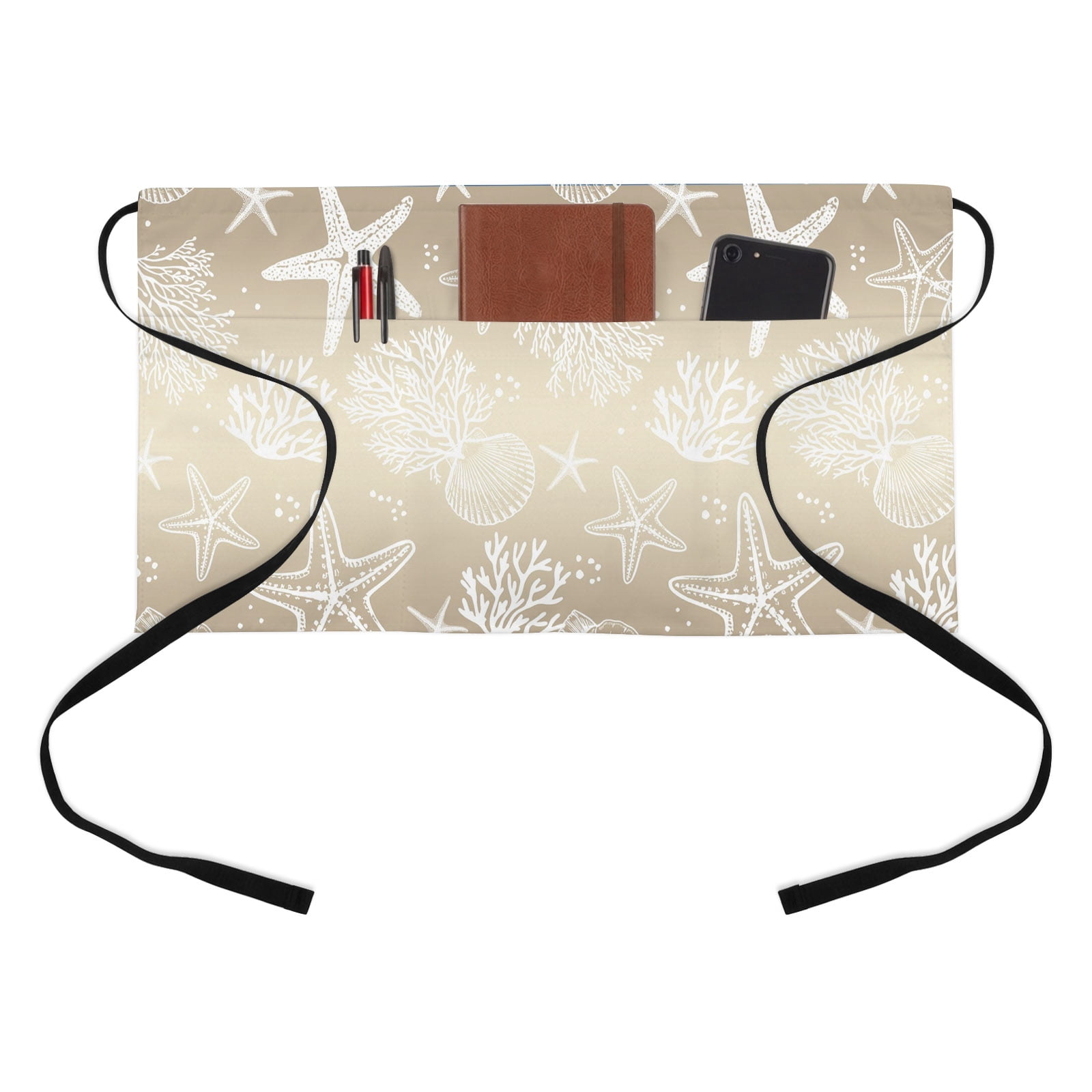 Brown Gradient Half Waist Apron Nautical Starfish Coral Shell Vintage ...