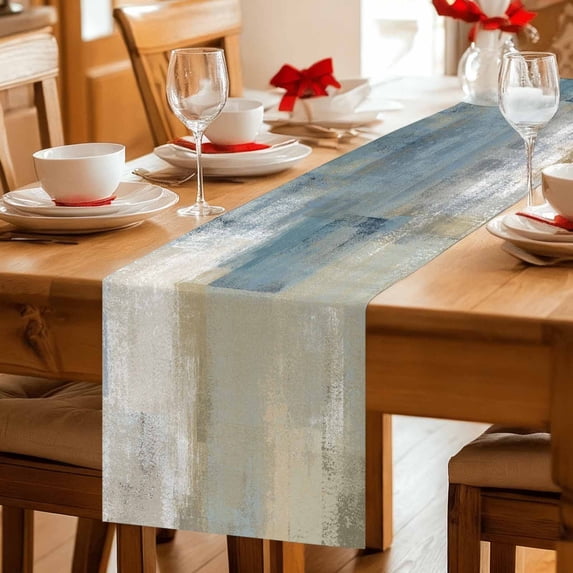 Brown Gradient Oil Painting Art Table Runner 36 Inches Long,Kitchen ...