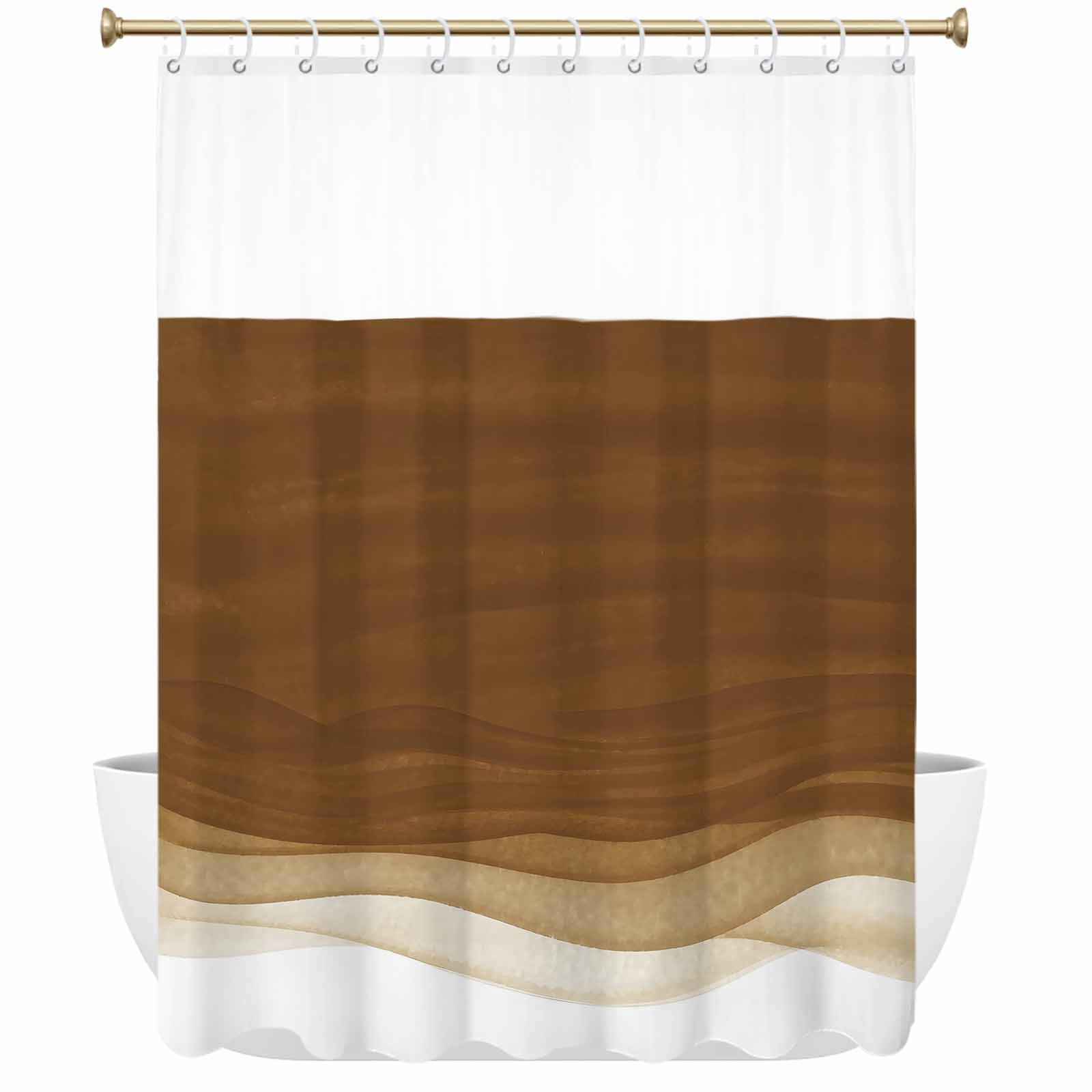Brown Gradient Shower Curtain with See Through Top Window Watercolor ...