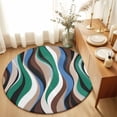 Brown Gradient Stripe Geometric Round Rug 3ft Watercolor Ripple ...