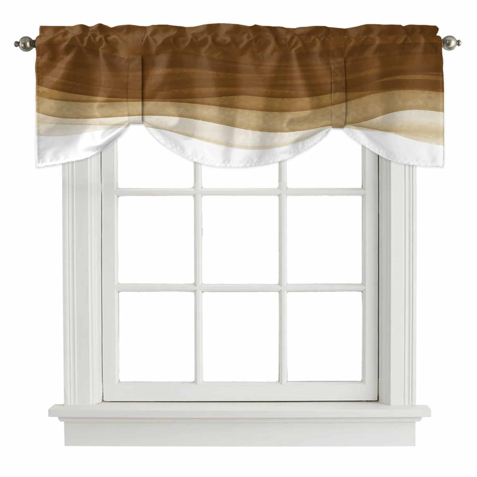 Brown Gradient Tie Up Valance Curtains Watercolor Abstract Brown ...