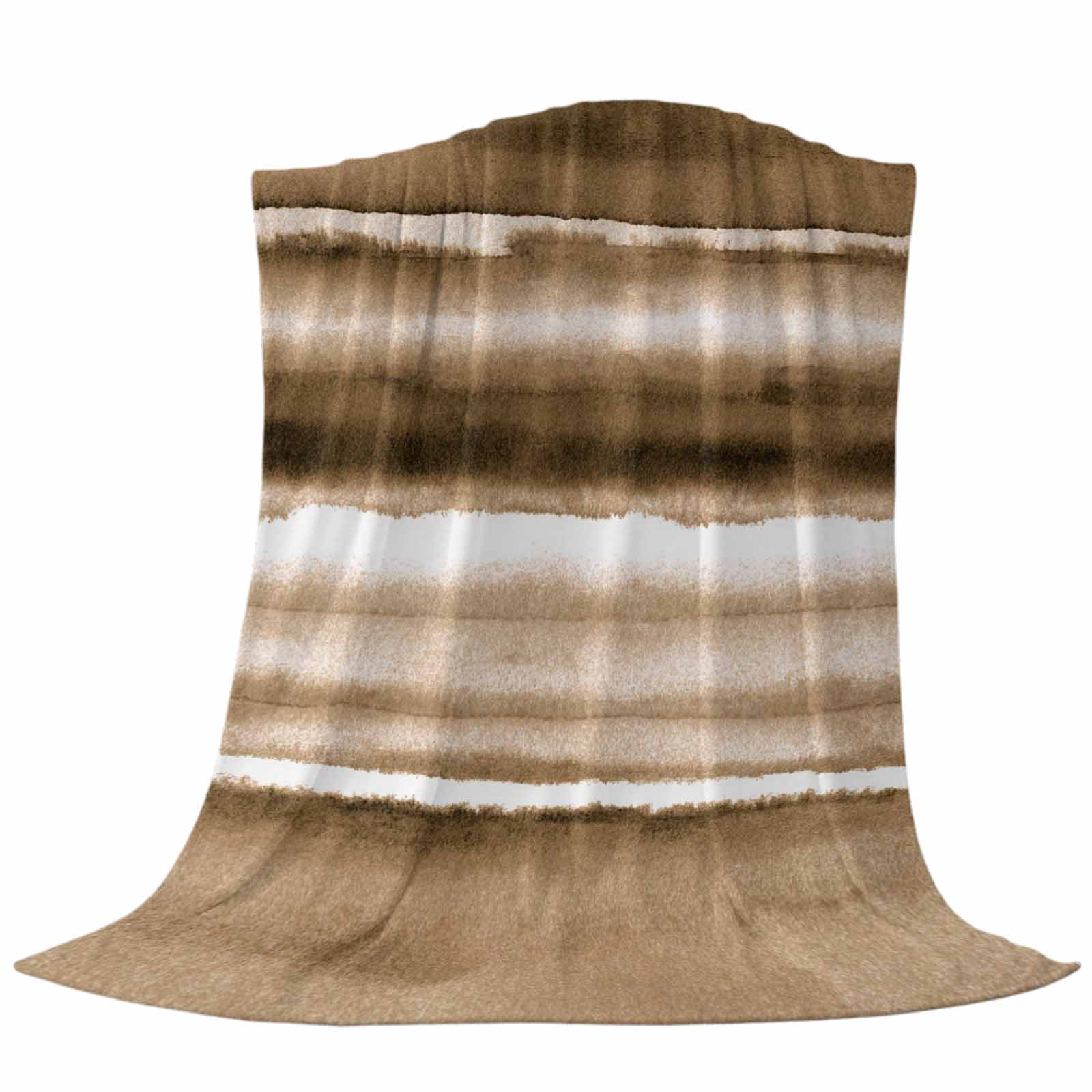 Brown Gradients Throw Flannel Blanket Abstract Wave Stripe White ...