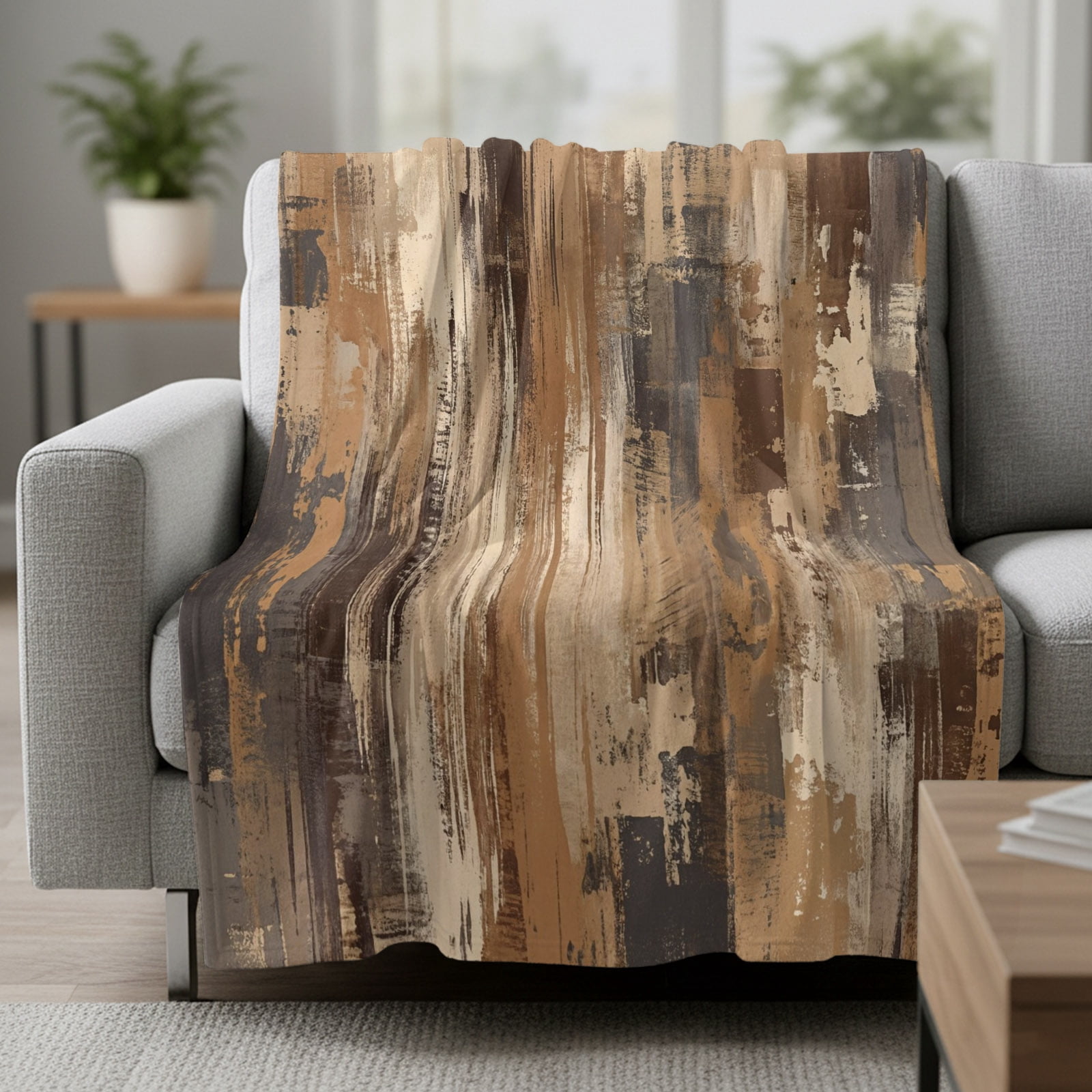 Brown Graffiti Art Fleece Throw Blanket Abstract Distressed Ombre ...