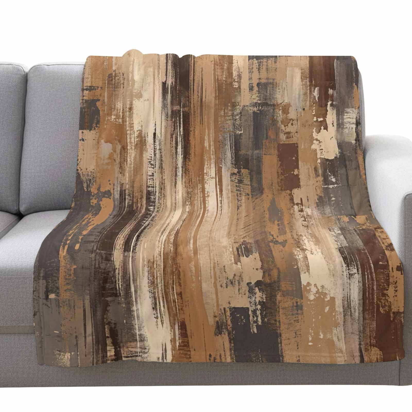 Brown Graffiti Art Fleece Throw Blanket Lightweight Abstract Distressed ...