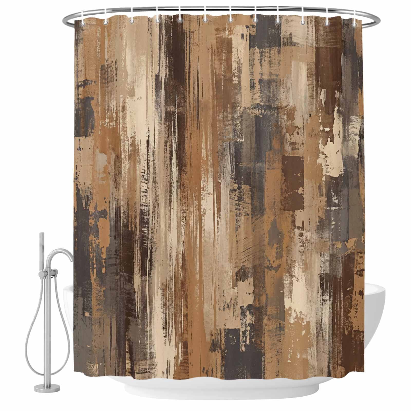 Brown Graffiti Art Shower Curtain for Bathroom, Abstract Distressed ...