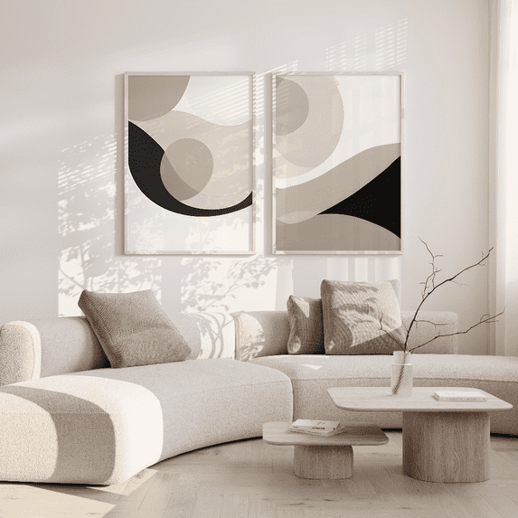 Brown Gray Abstract Figure Minimalist Boho Poster Home Decor Office ...