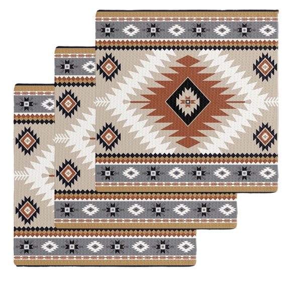 Brown Gray Boho Kitchen Dish Towels for Drying Dishes Set of 3 ...