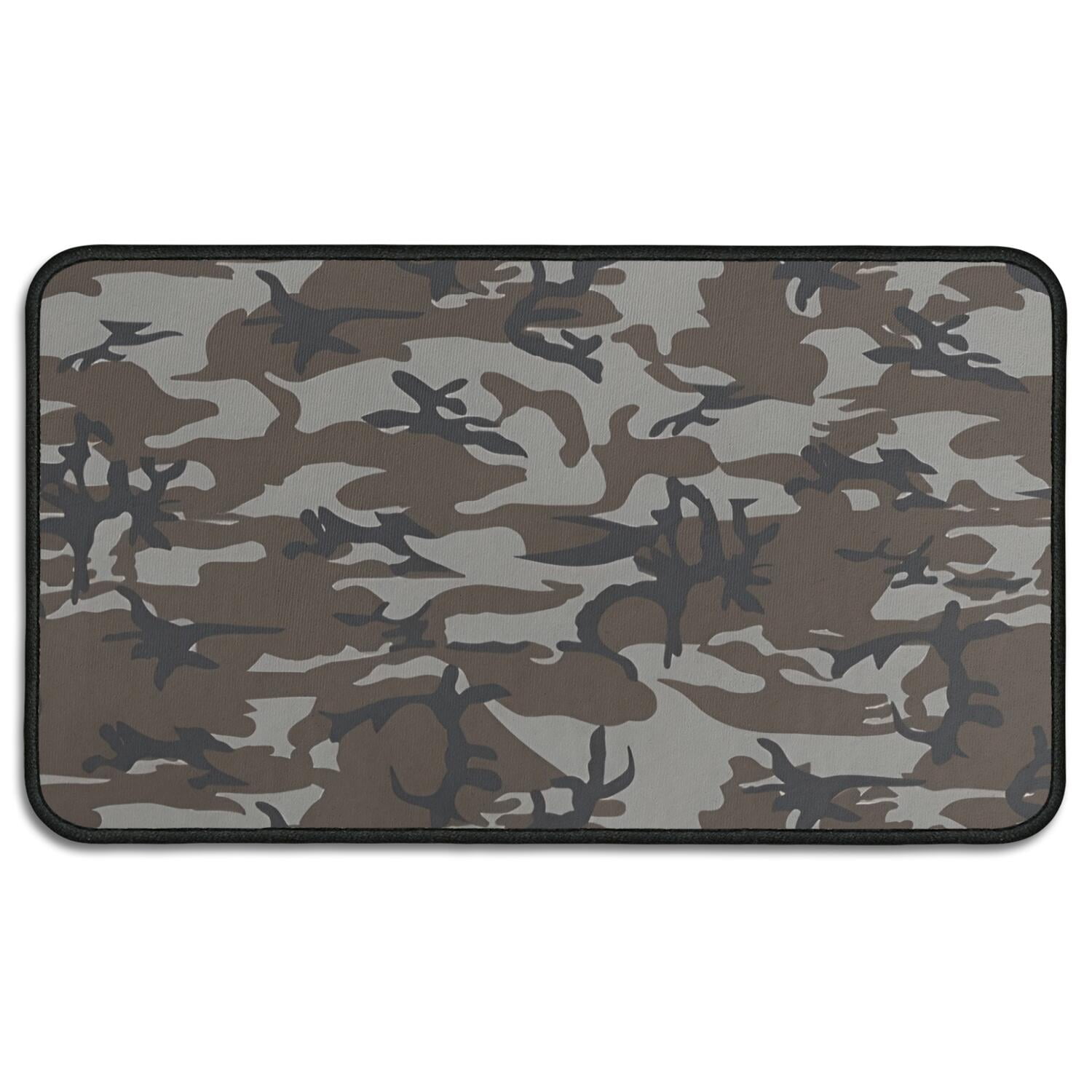 Brown Gray Camo Abstract Shapes Pattern Door Rugs,Washable Non Slip ...