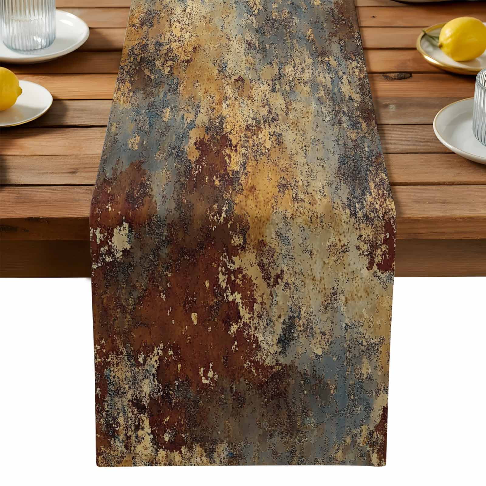 Brown Gray Cotton Linen Table Runner for Dining Kitchen, Rustic ...