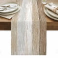 Brown Gray Cotton Linen Table Runner White Gradient Rustic Striped ...