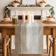 Brown Gray Dining Table Runner, White Gradient Rustic Striped ...