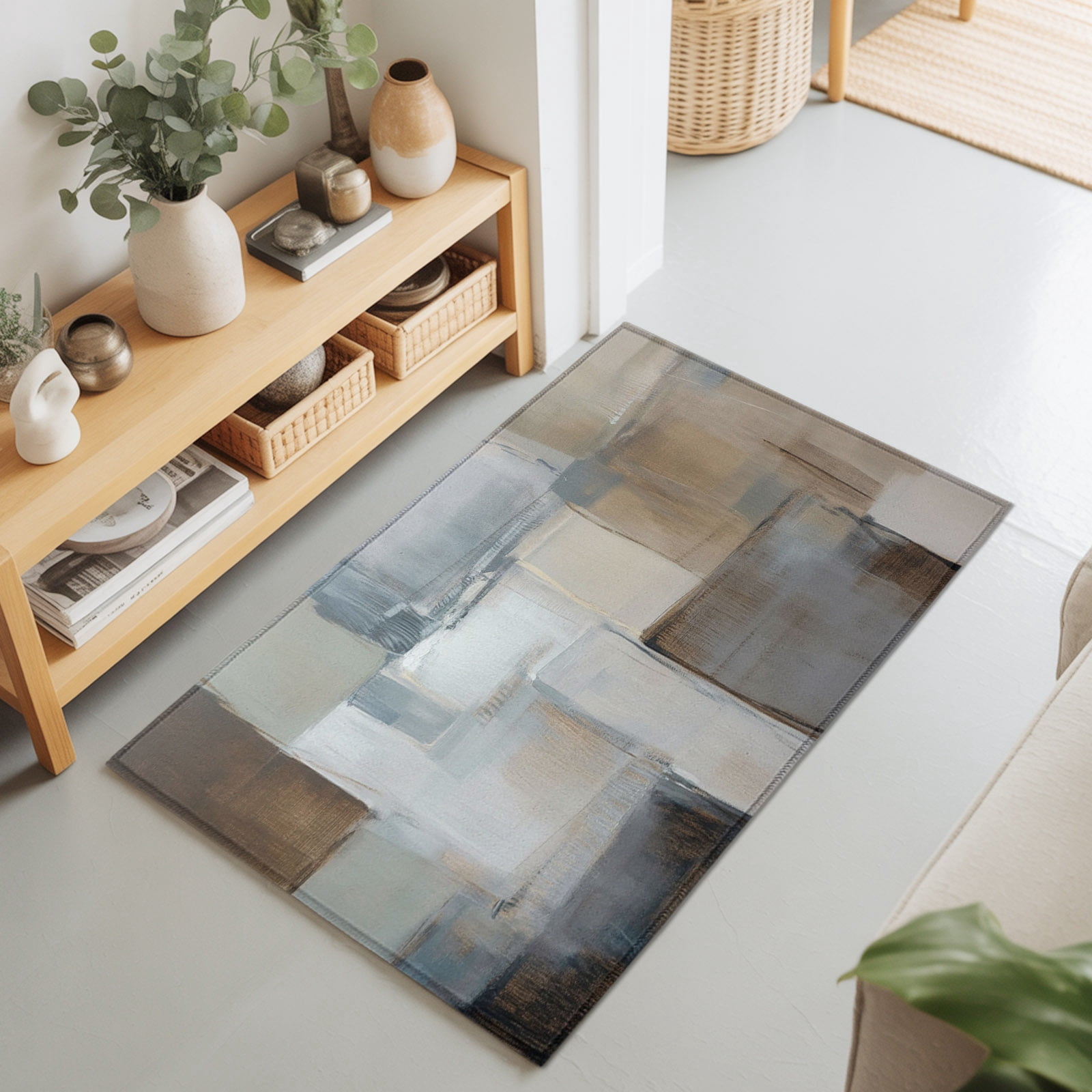 Brown Gray Gradient Color Block Rectangle Rug 2'x3' Abstract Oil ...