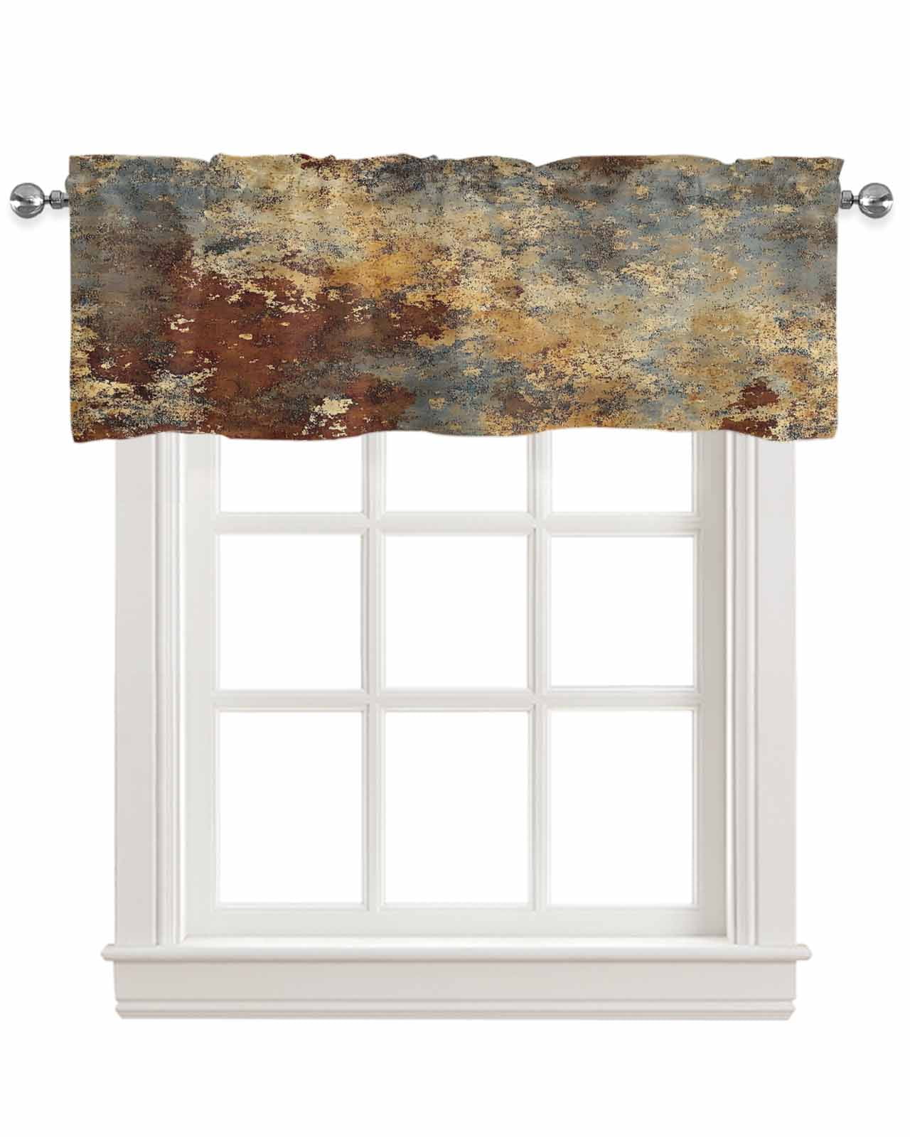 Brown Gray Kitchen Valances for Windows Farmhouse Linen Window Valance ...