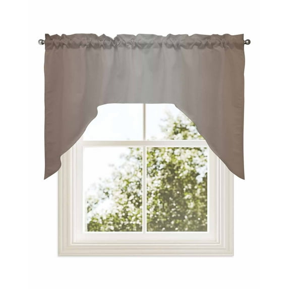 Brown Gray Ombre Kitchen Swag Valance for Window, Rod Pocket Short ...