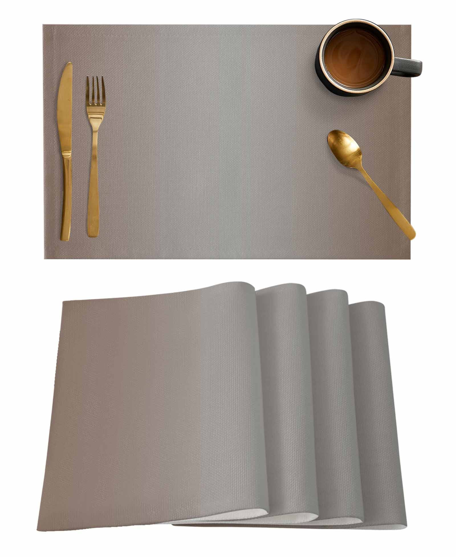 Brown Gray Ombre Placemats Set of 4, Modern Gradient Abstract Art ...