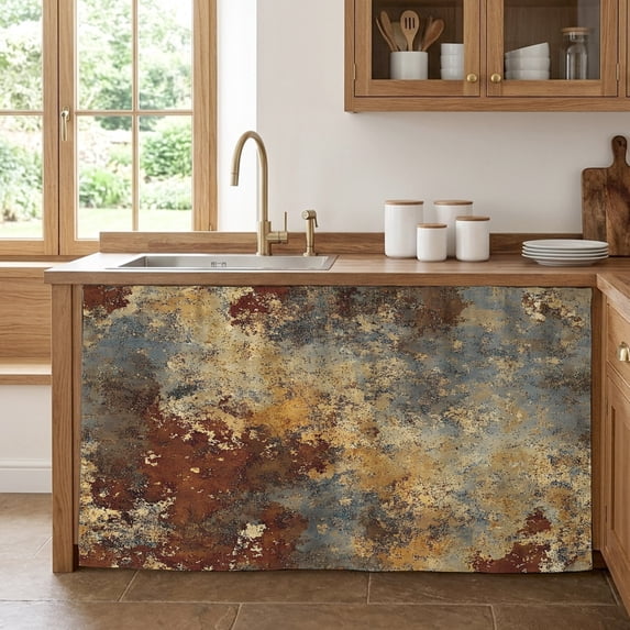 Brown Gray Pantry Cabinet Curtains 28''x51'', Rustic Abstract Gradient ...