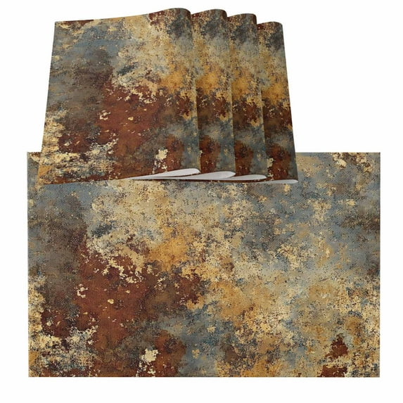 Brown Gray Placemats for Dinning Table Set of 6, Rustic Abstract ...