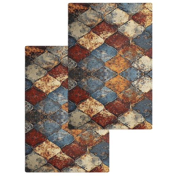 Brown Gray Plaid Kitchen Dish Towels for Drying Dishes Set of 2 ...