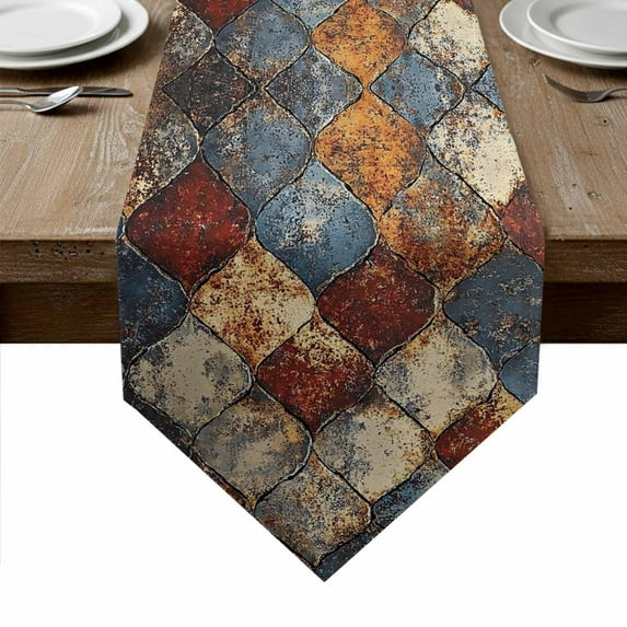 Brown Gray Plaid Table Runner Linen Burlap Table Runner 90 Inches Long ...