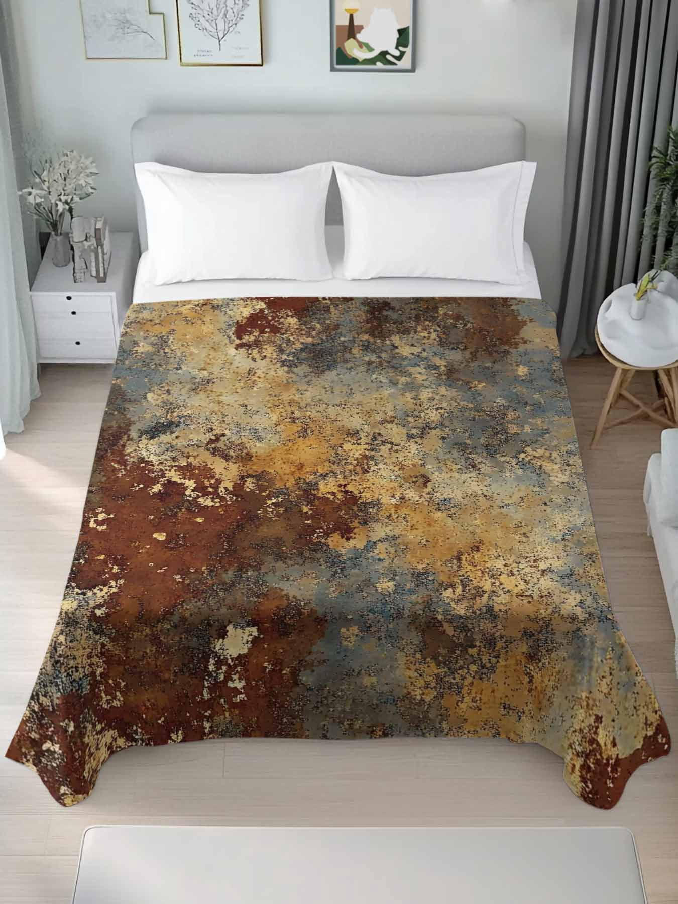 Brown Gray Queen Size Flat Sheet, Wrinkleproof & Fadeproof Cooling Flat ...