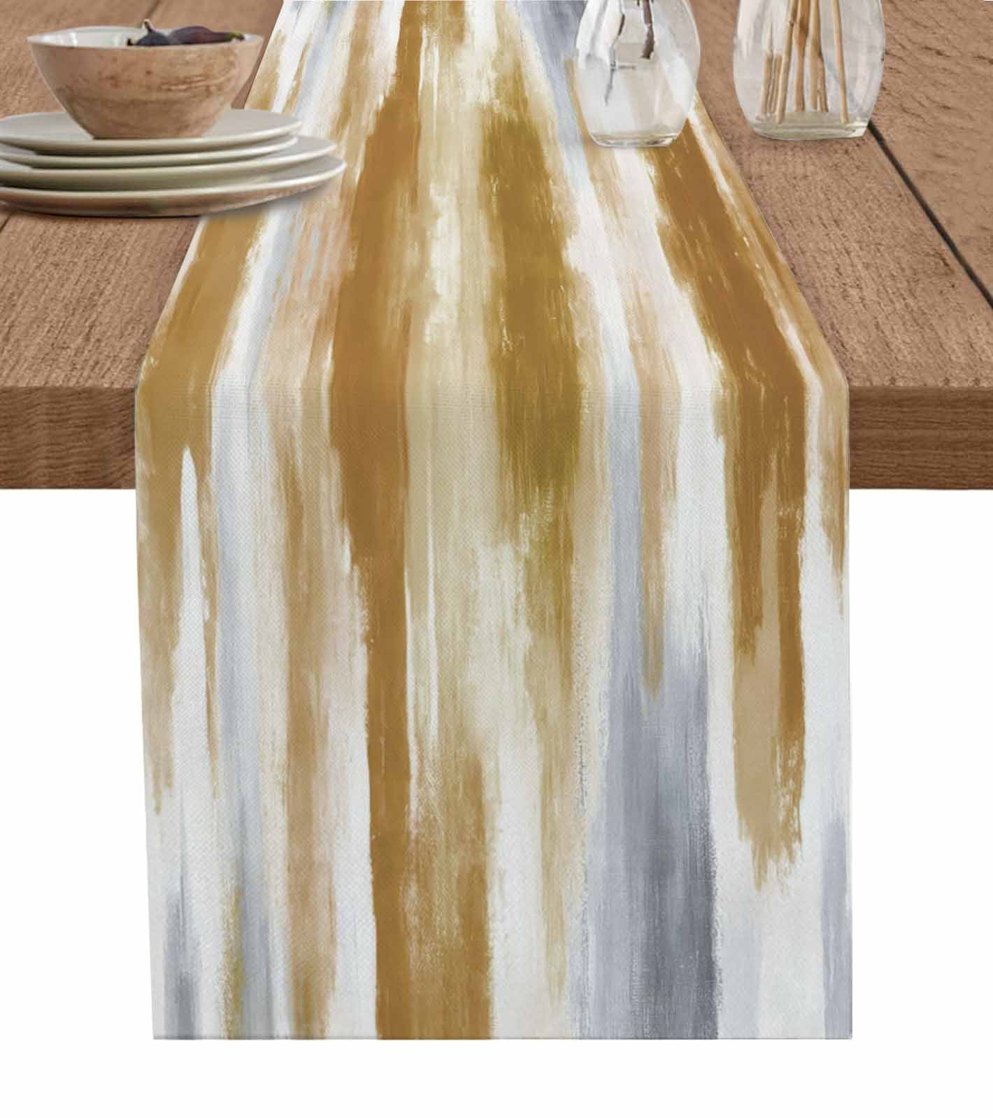 Brown Gray Table Runner 70 Inches, Vintage Abstract White Ombre Texture ...
