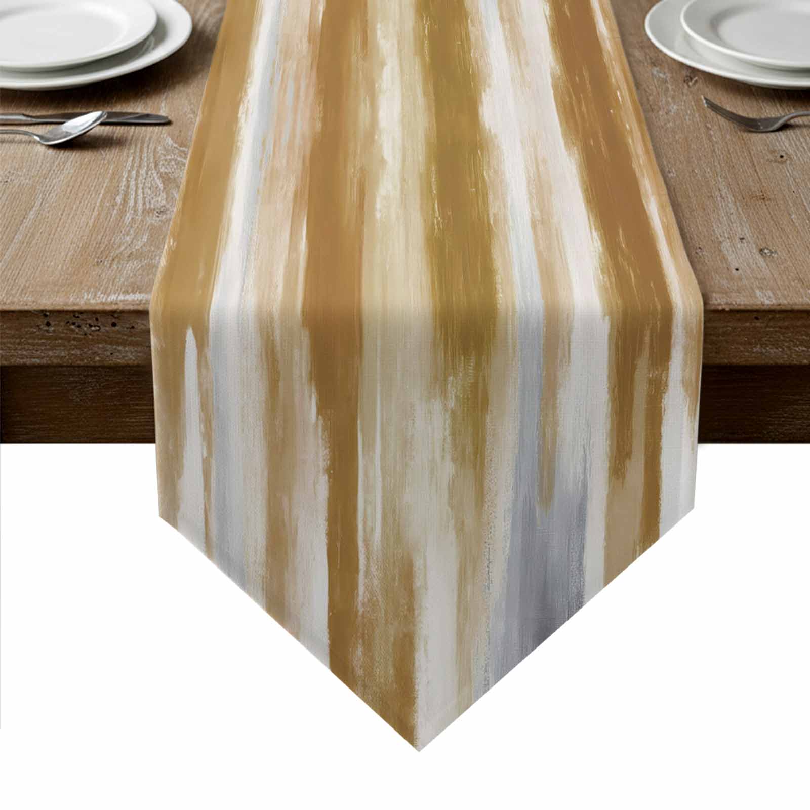Brown Gray Table Runner Linen Burlap Table Runner 70 Inches Long ...