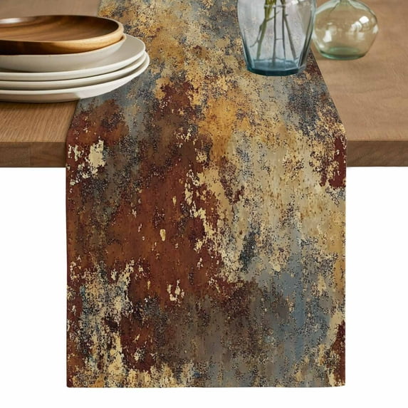 Brown Gray Table Runner, Rustic Abstract Gradient Mottled Texture ...