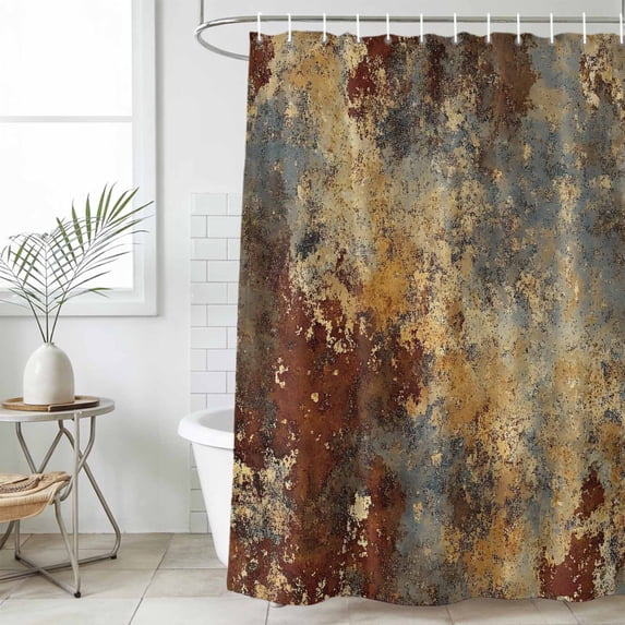 Brown Gray Waterproof Fabric Shower Curtain,Rustic Abstract Gradient ...