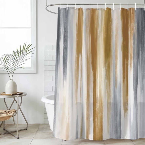 Brown Gray Waterproof Fabric Shower Curtain,Vintage Abstract White ...