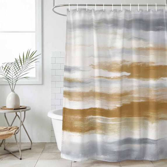 Brown Gray White Waterproof Fabric Shower Curtain,Vintage Rustic ...