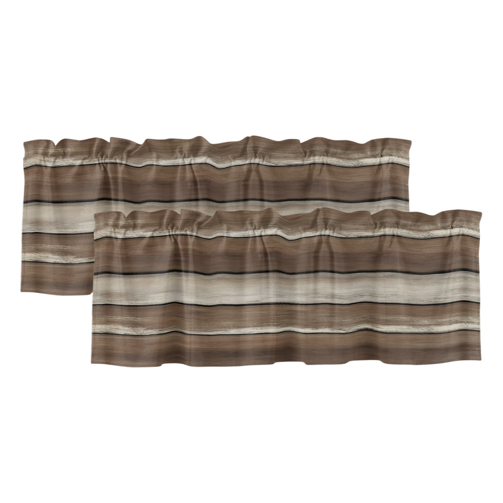 Brown Gray Wood Grain 2 Panels Kitchen Valance, Vintage Board Farm ...