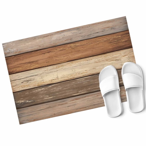 Brown Gray Wood Grain Door Mat Vintage Farmhouse Country Style Non Slip ...